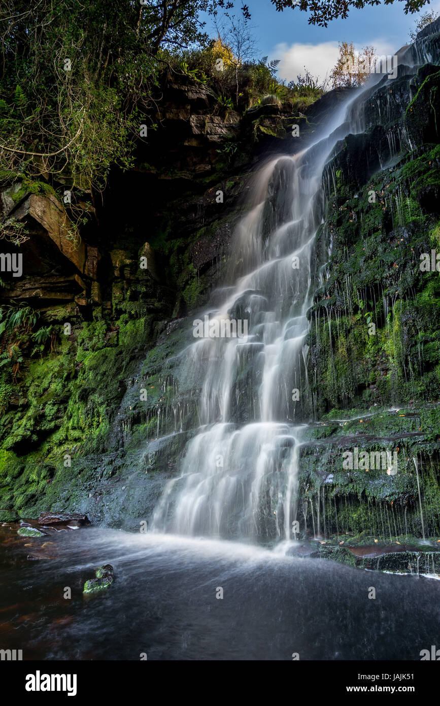 Middle Black Clough Waterfall at the head of the Longdendale Valley in ...