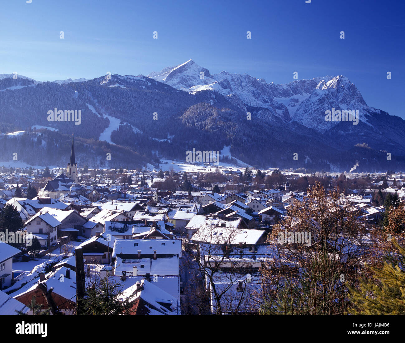 Germany,Bavaria,Garmisch-Partenkirchen,local overview,mountains,winter ...