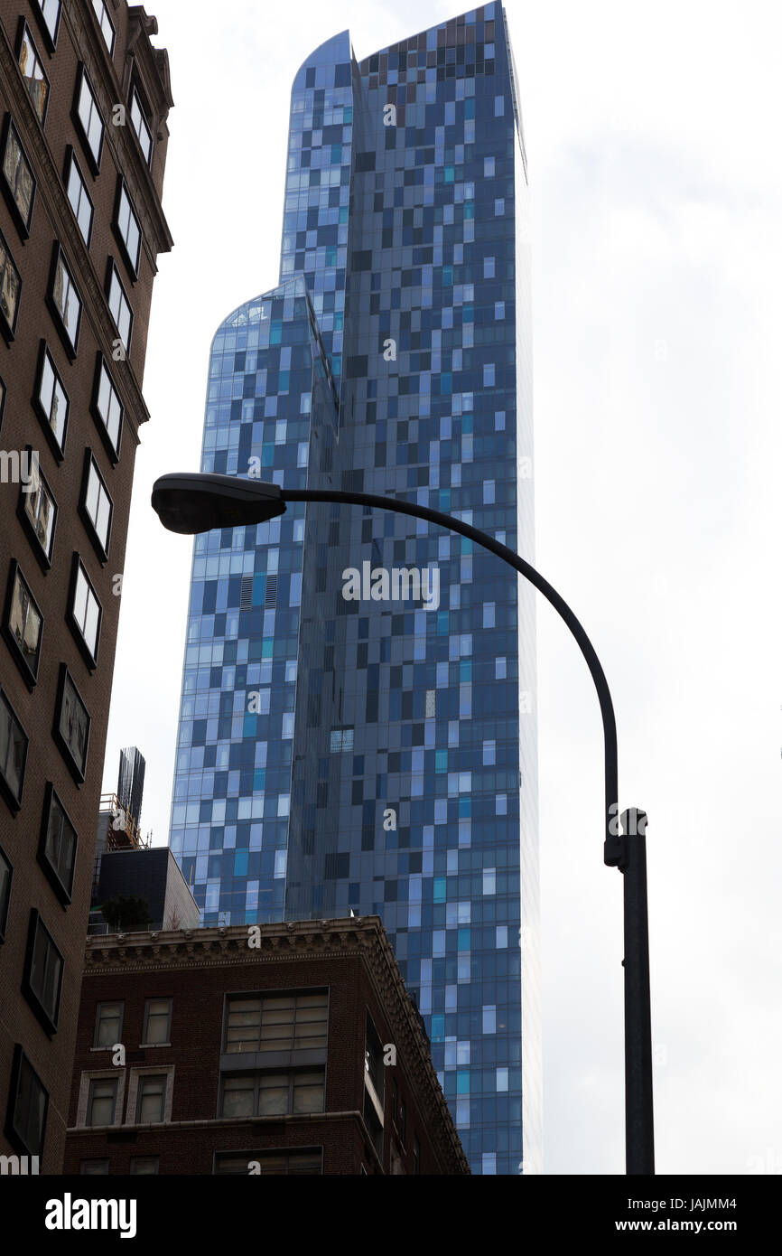 Street light against Skyscraper, Manhattan, New York City Stock Photo ...