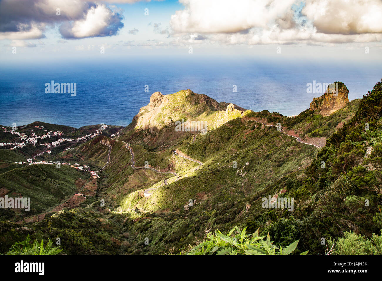 The Anaga Mountains Nature Park, Canary Islands, Rocks, plants, sea and ...