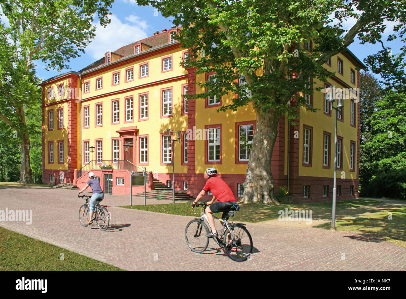 Germany,Hessen,slot,lock hall castle,cyclist,Northern Hessen,lock,hall ...