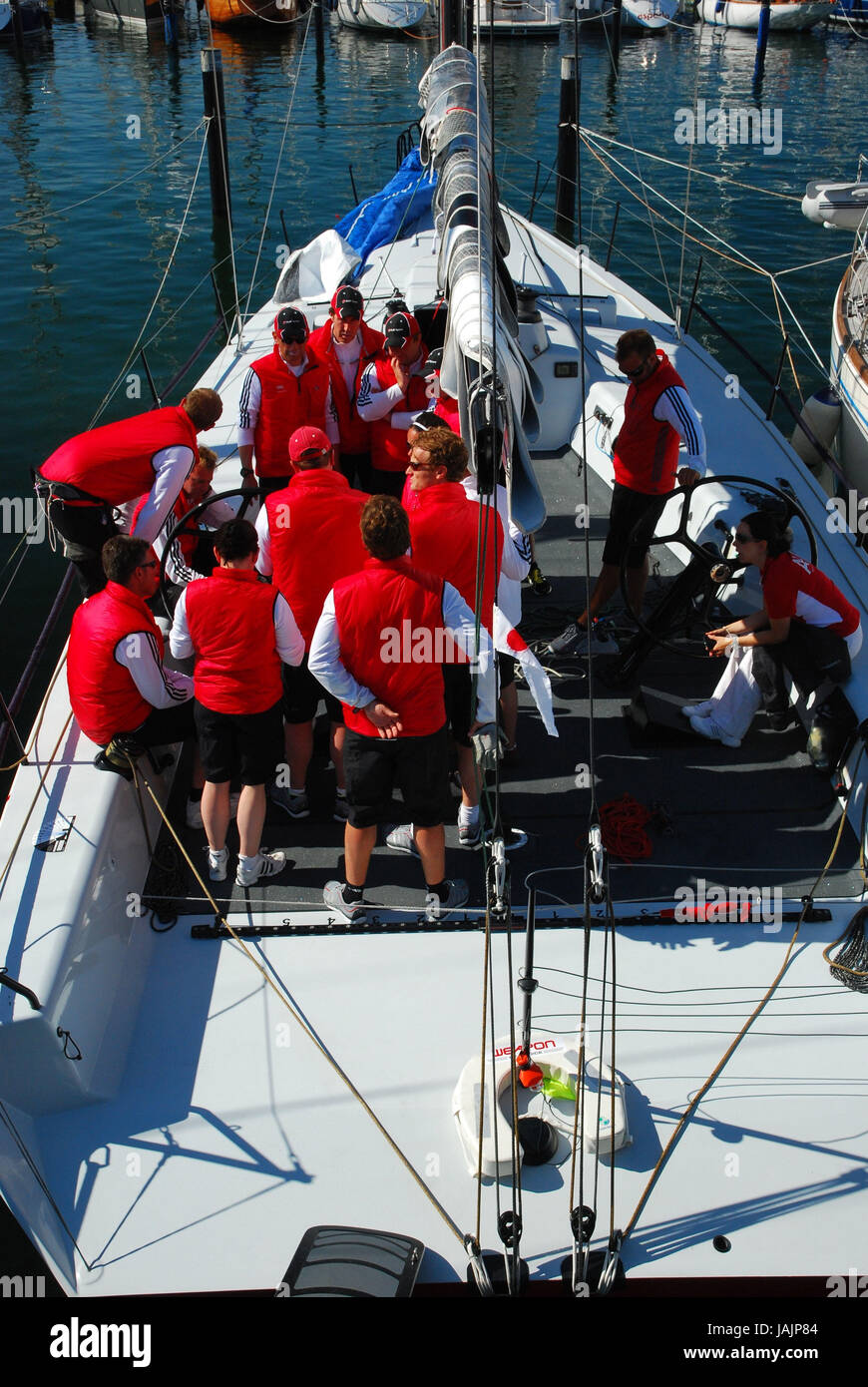 Germany,Schleswig - Holstein,Kiel Schilksee,yacht harbour,sail crew Stock Photo - Alamy