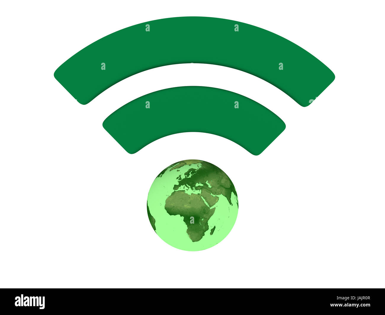 Green WiFi symbol with planet Earth isolated on white background ...