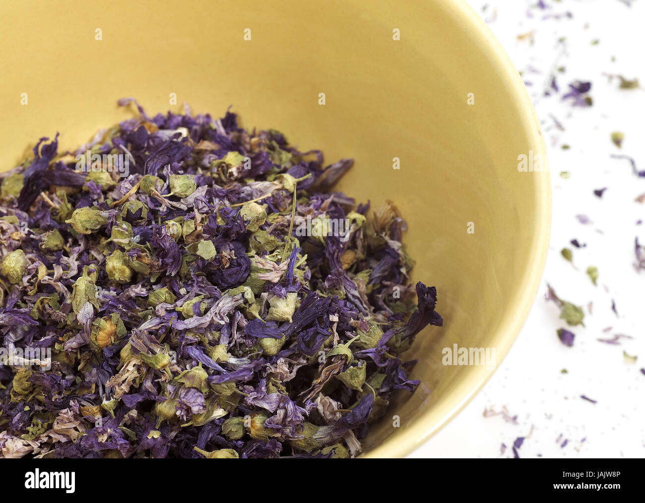 Dry mallow blossoms,for infusion Stock Photo - Alamy