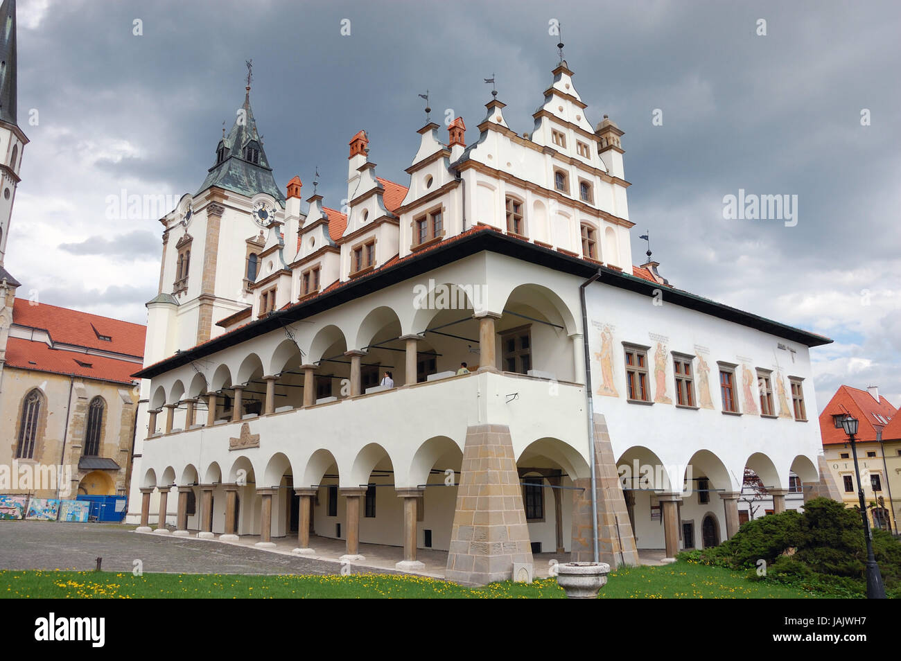 Medieval Town Hall and Bell Tower Stock Photo - Alamy