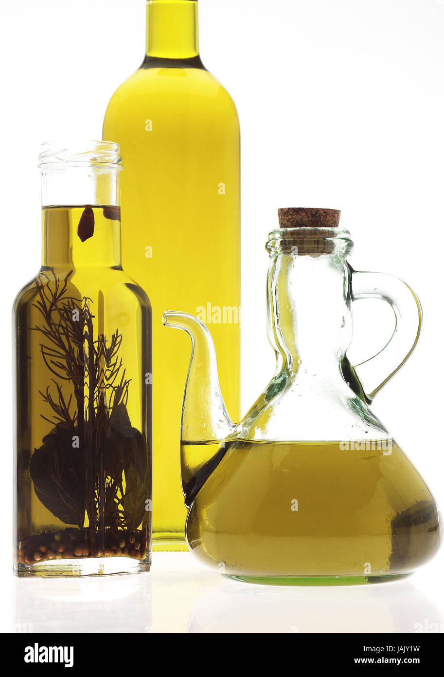 Olive oil,flasks,white background Stock Photo - Alamy
