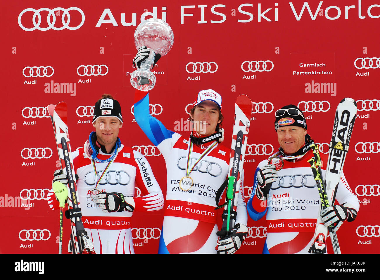 Winter sports,Ski-alpine,ski racer,stage,winner's honour Stock Photo ...