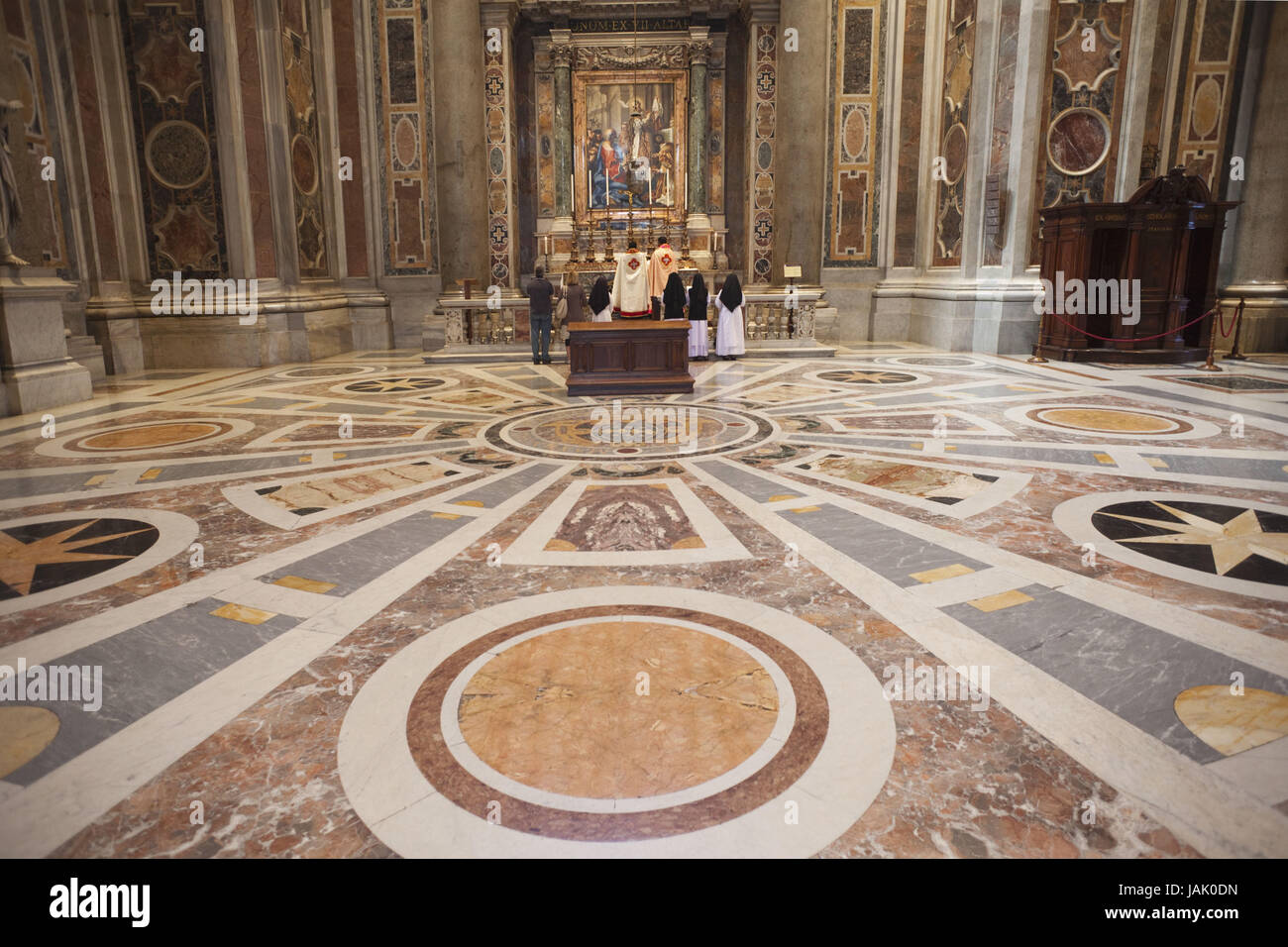 Italy,Rome,Vatican,Peter's cathedral,inside,detail,marble floor,altar ...