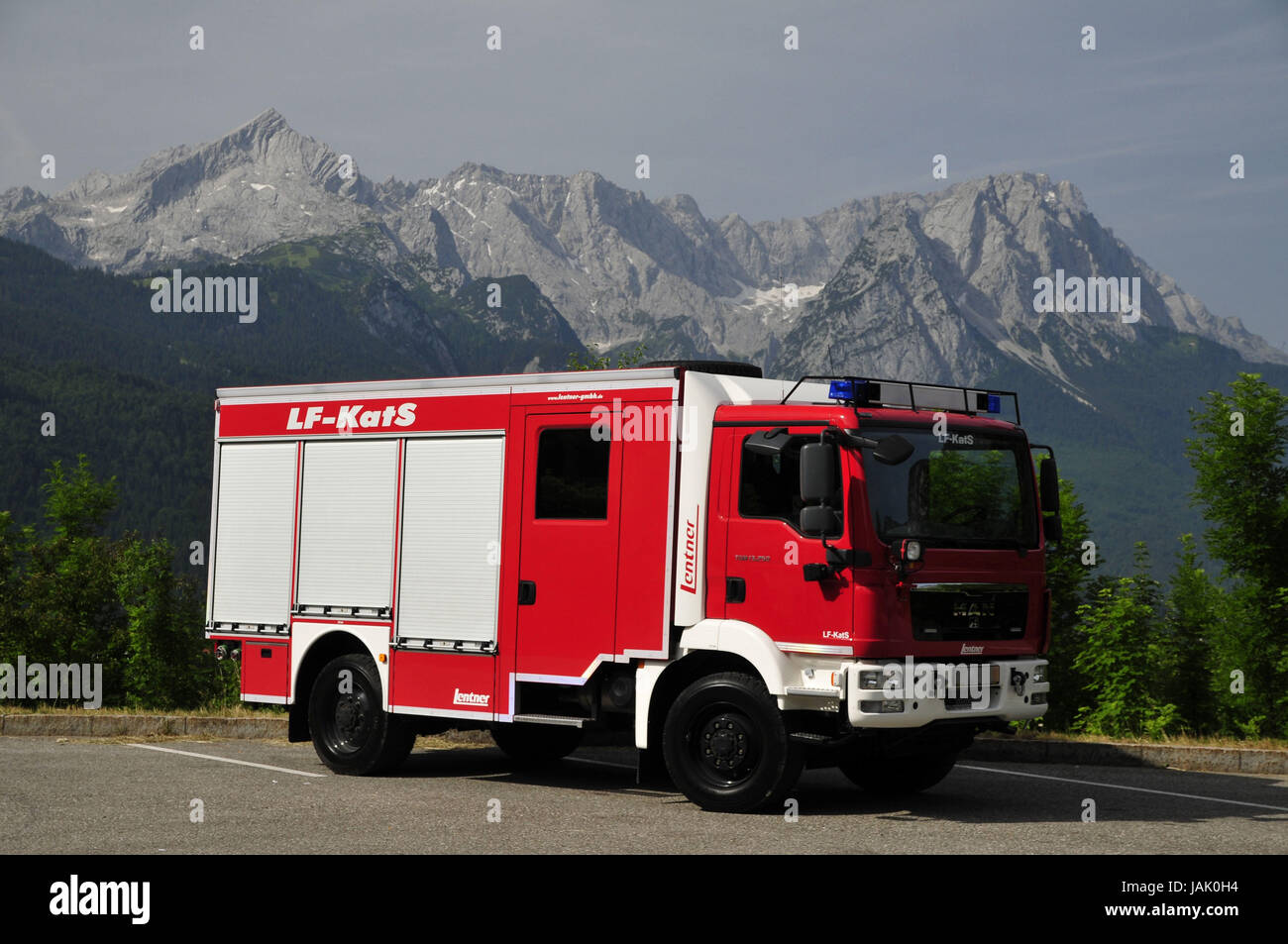 Fire brigade,fire engine,TLF,mountain scenery Stock Photo - Alamy