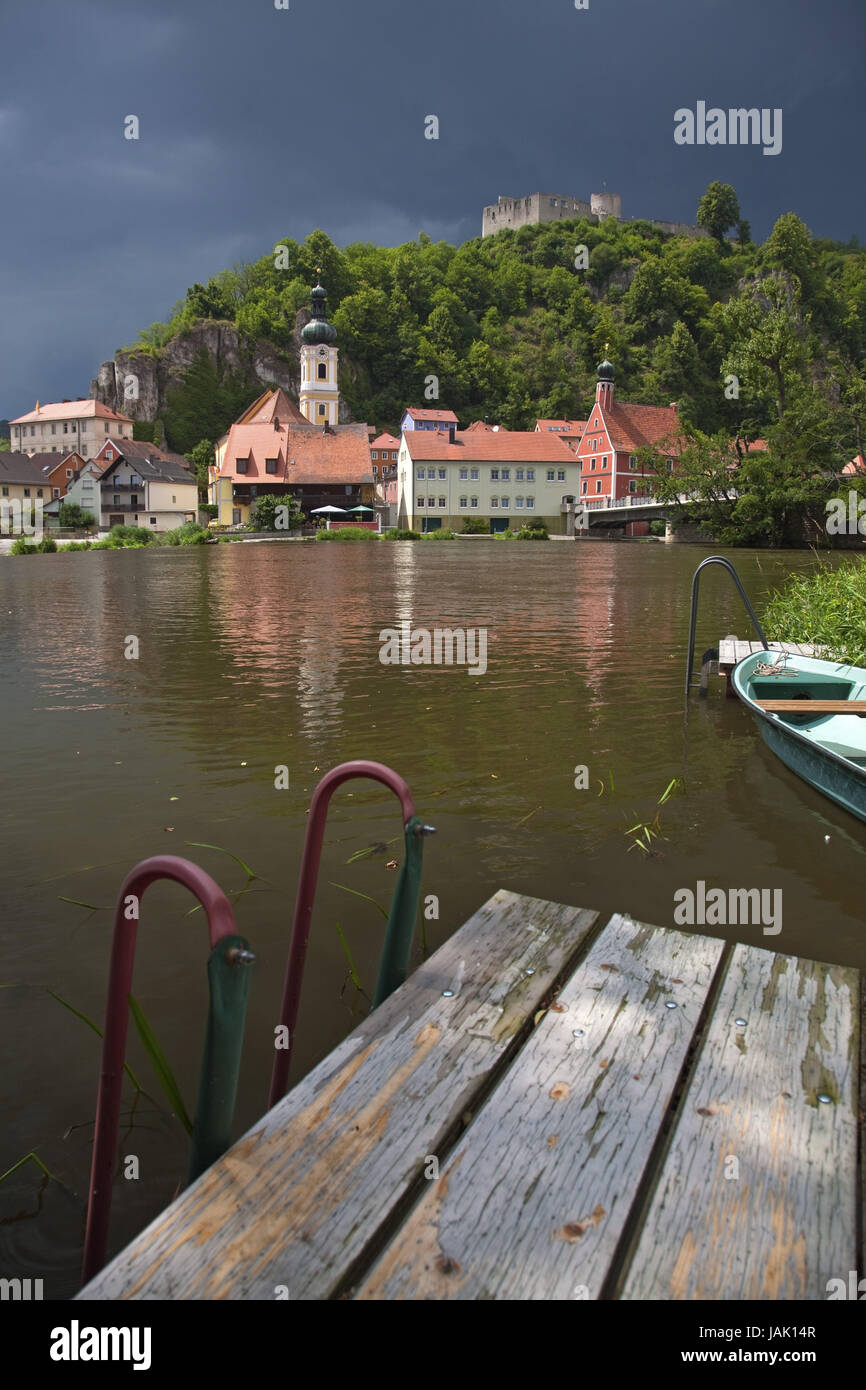 Town view of Kallmünz with the castle ruin,Upper Palatinate,Bavarians ...