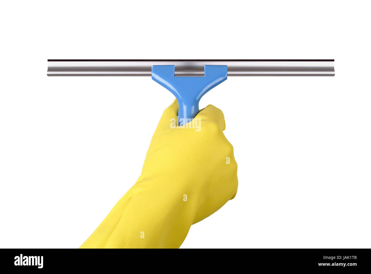 Hand in the elastic glove with window wiper Stock Photo - Alamy