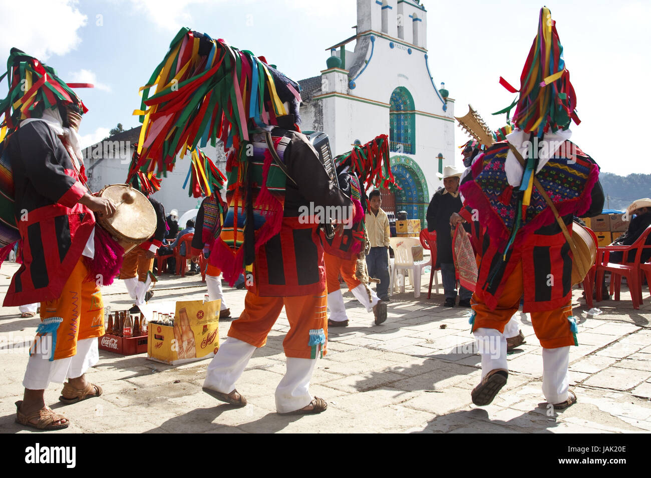 Mexico,Chiapas,San Juan Chamula,carnival,men,Maya,Monos,dance,music ...