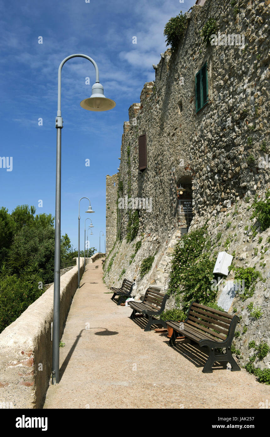 Italy,Tuscany,La Maremma,Capalbio,city wall and houses from brick Stock ...