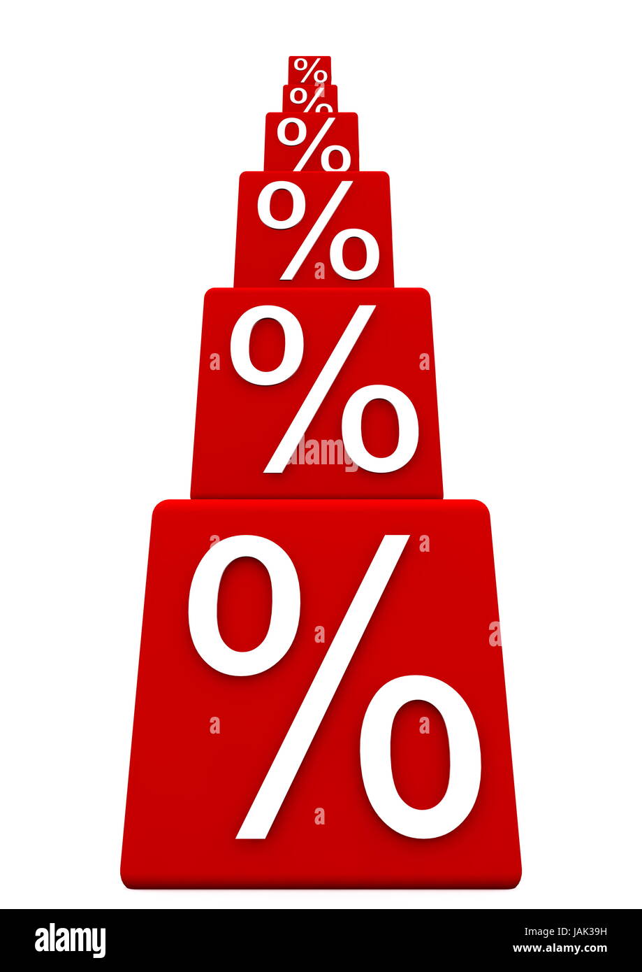 a tower of red cubes with percentage signs Stock Photo - Alamy