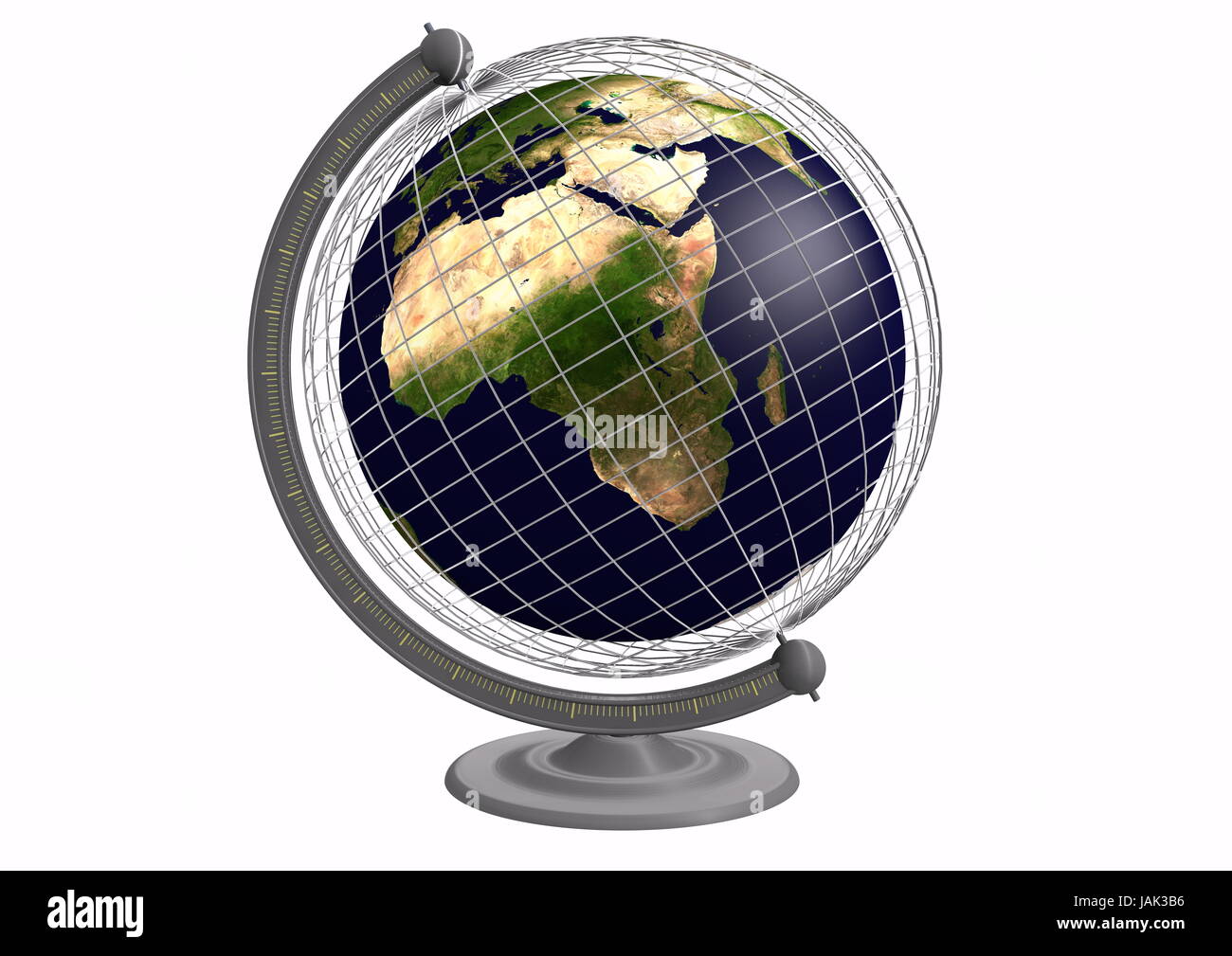 Globe with a grid and earth Stock Photo - Alamy