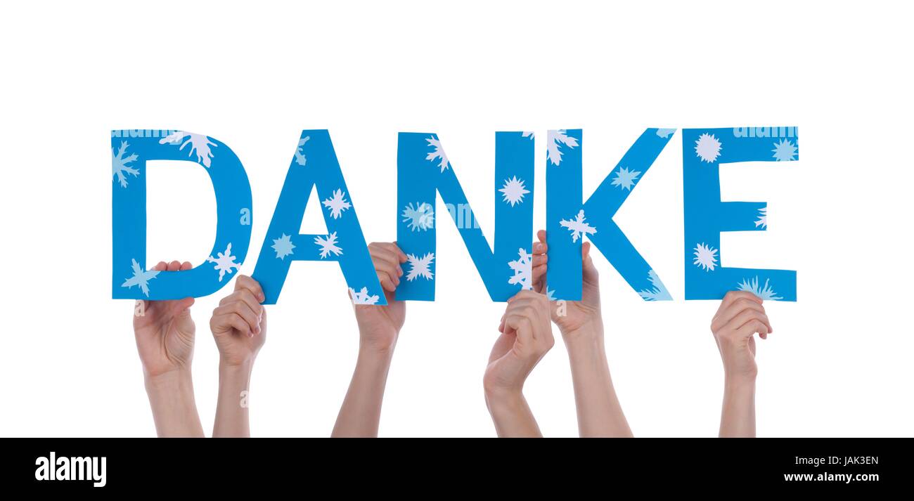 Many People Hands the German Word Danke Which Means Thanks, Isolated ...
