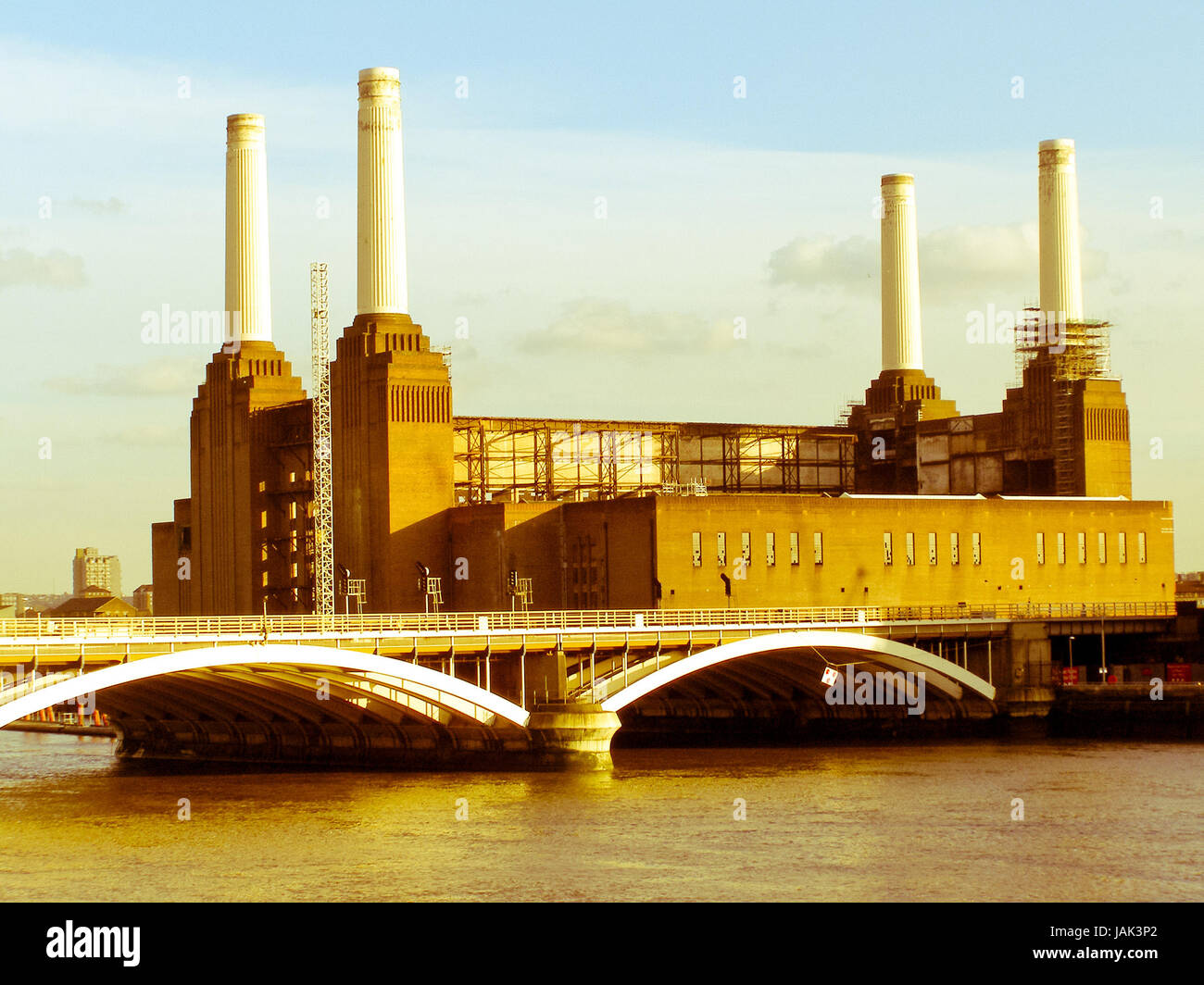 Vintage look Picture of London Battersea powerstation abandoned factory ...