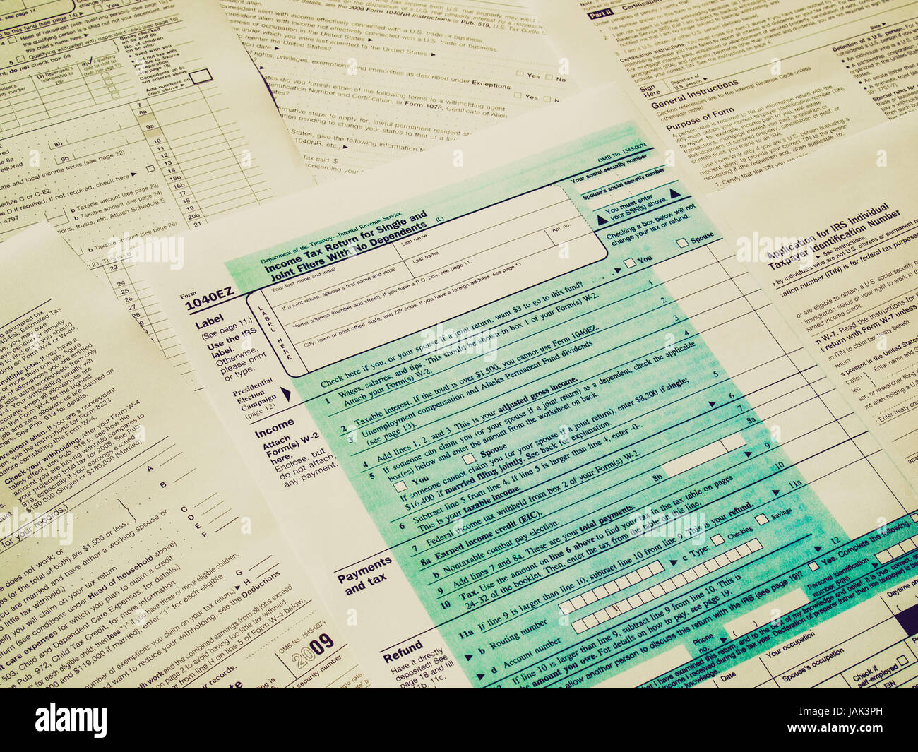 Vintage looking Range of various blank USA tax forms Stock Photo - Alamy