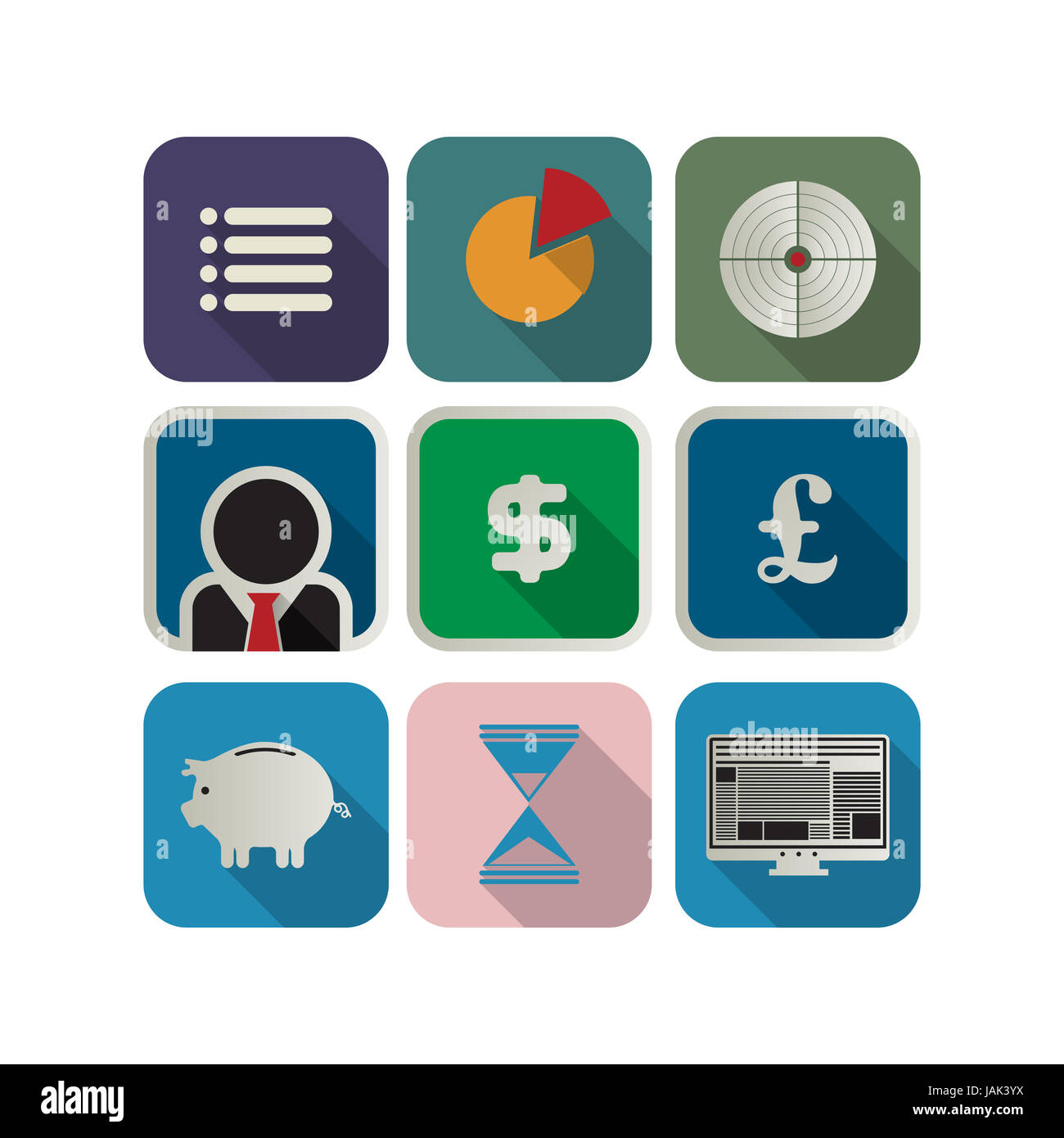Business or finance flat appication icon set over white background ...