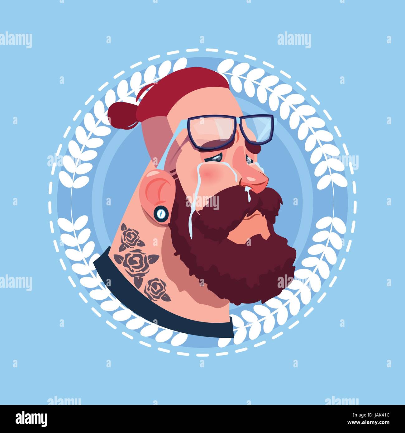 Profile Icon Male Emotion Avatar, Hipster Man Cartoon Portrait Crying ...