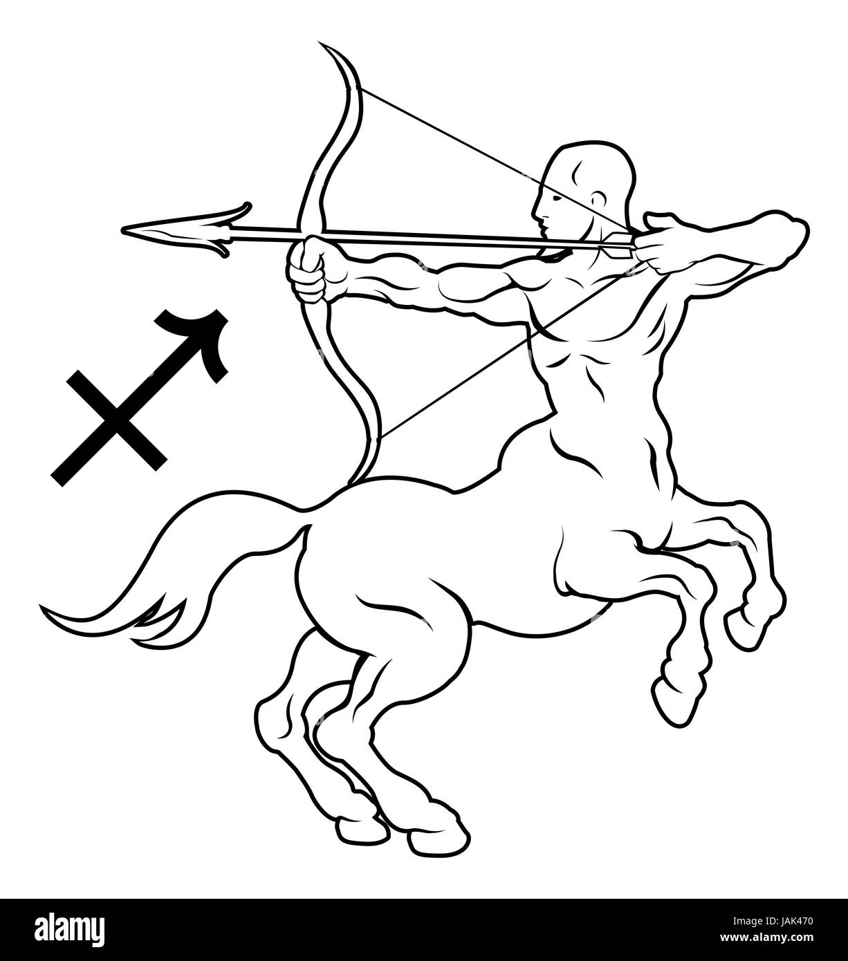 Illustration of Sagittarius the archer or centaur zodiac horoscope ...