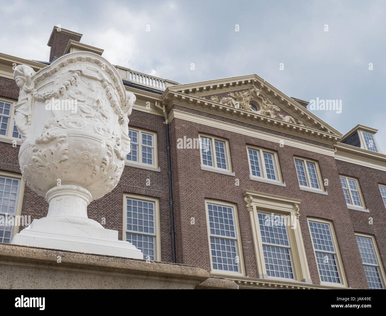 View on palace Het Loo with visitors in the gardens. The palace, which ...