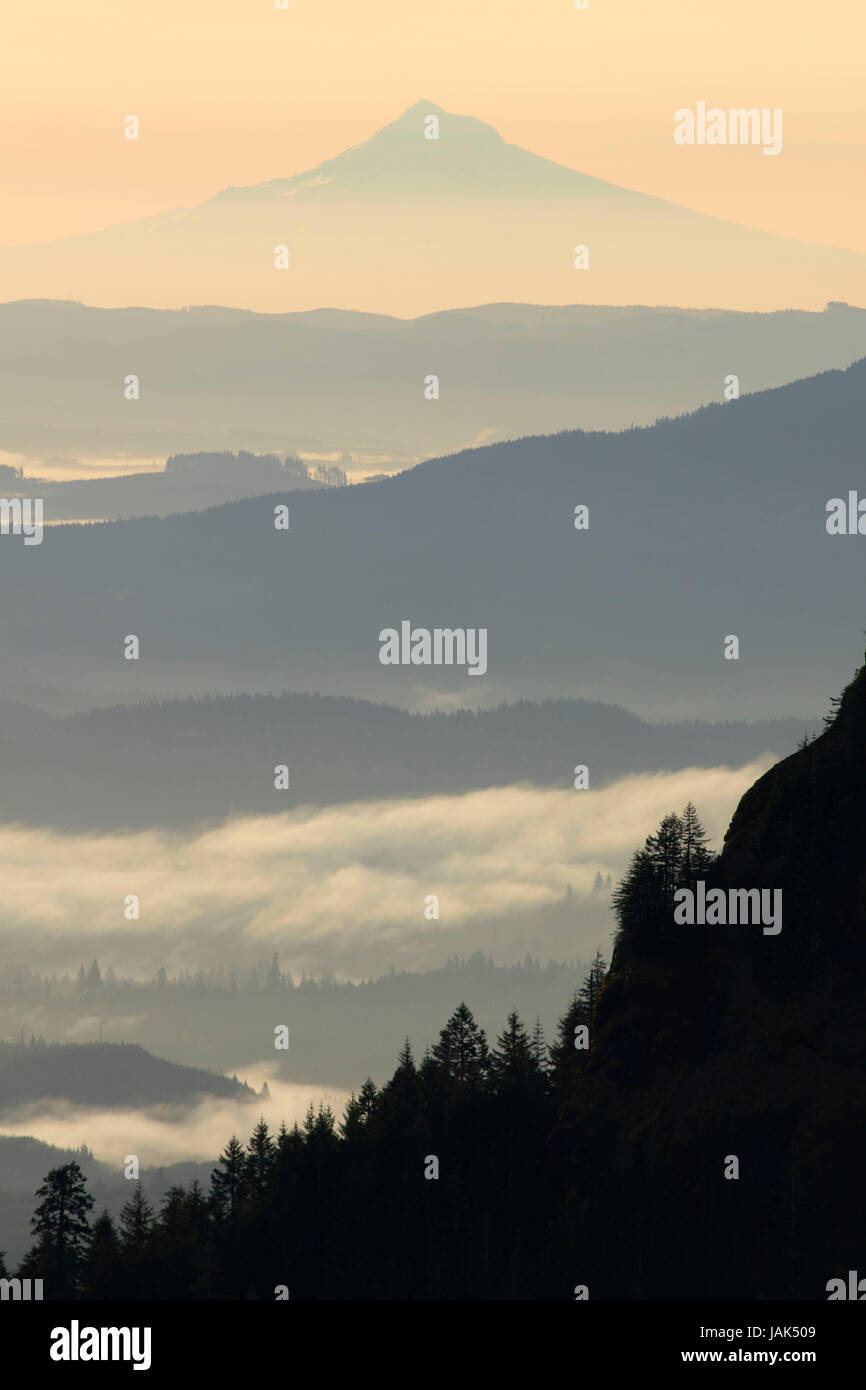 Mt Hood from summit viewpoint, Saddle Mountain State Park, Oregon Stock ...