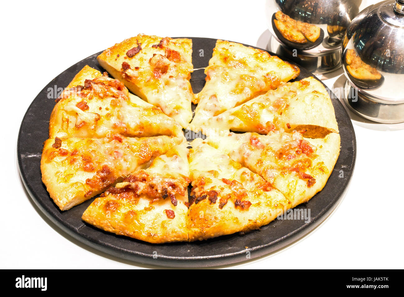 French Pizza with bacon and cheese Stock Photo - Alamy