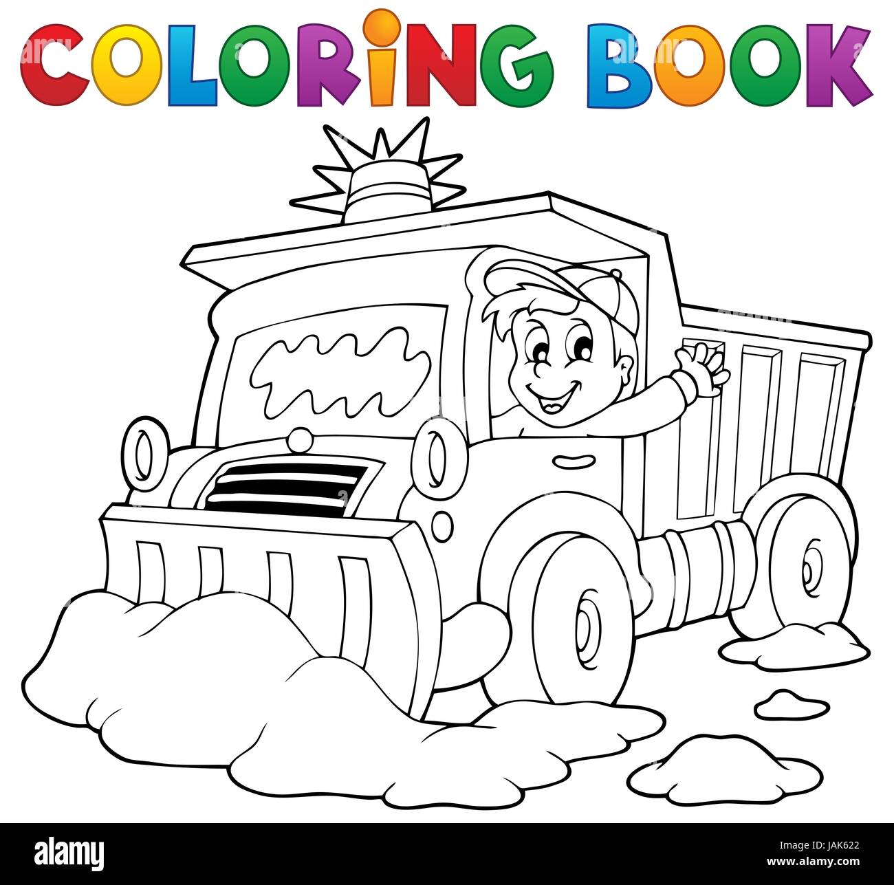 Coloring book snow plough - picture illustration Stock Photo - Alamy
