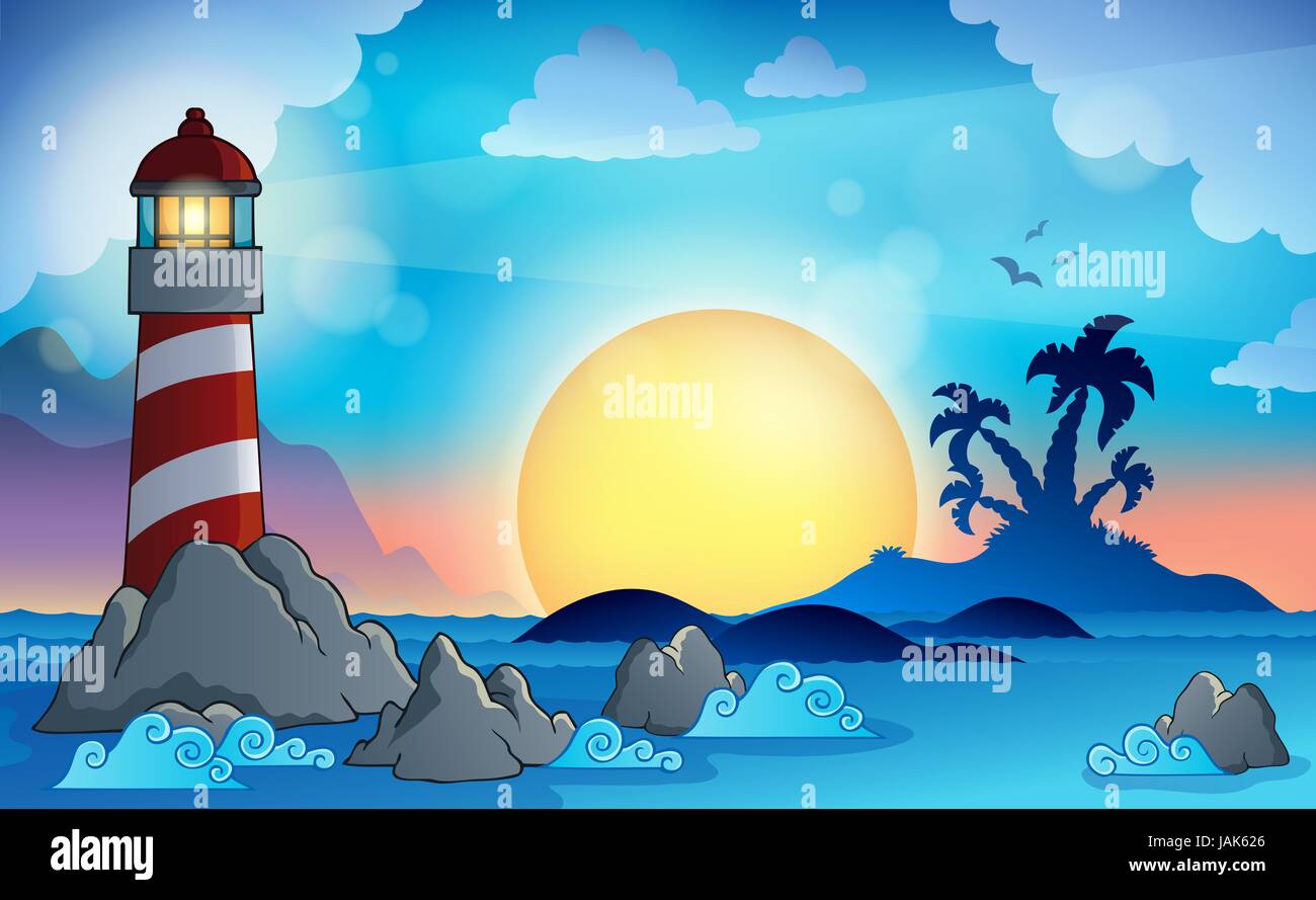 Lighthouse theme image 9 - picture illustration Stock Photo - Alamy
