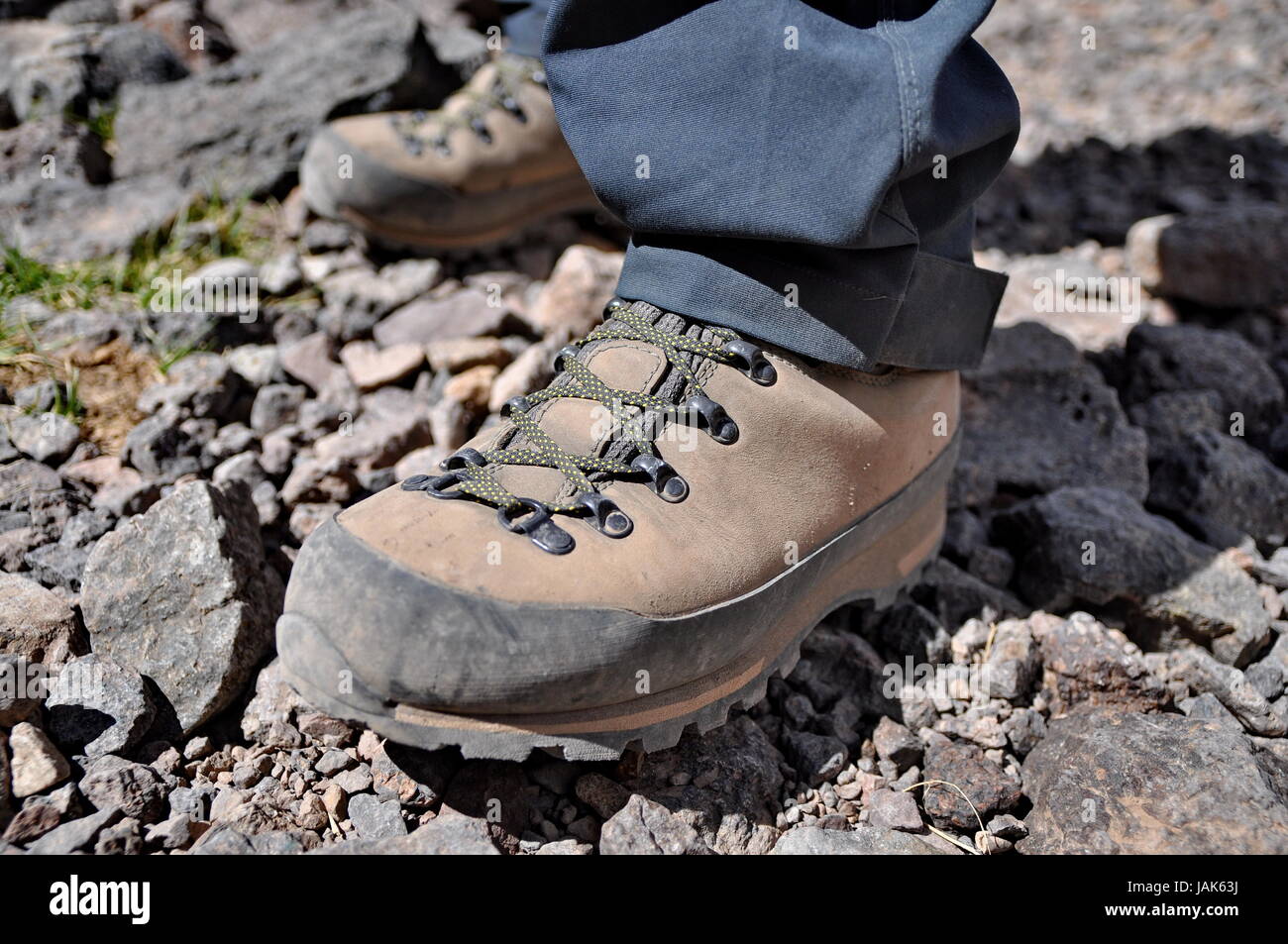 Boot mountain mountaineering hiking old activity hi-res stock ...