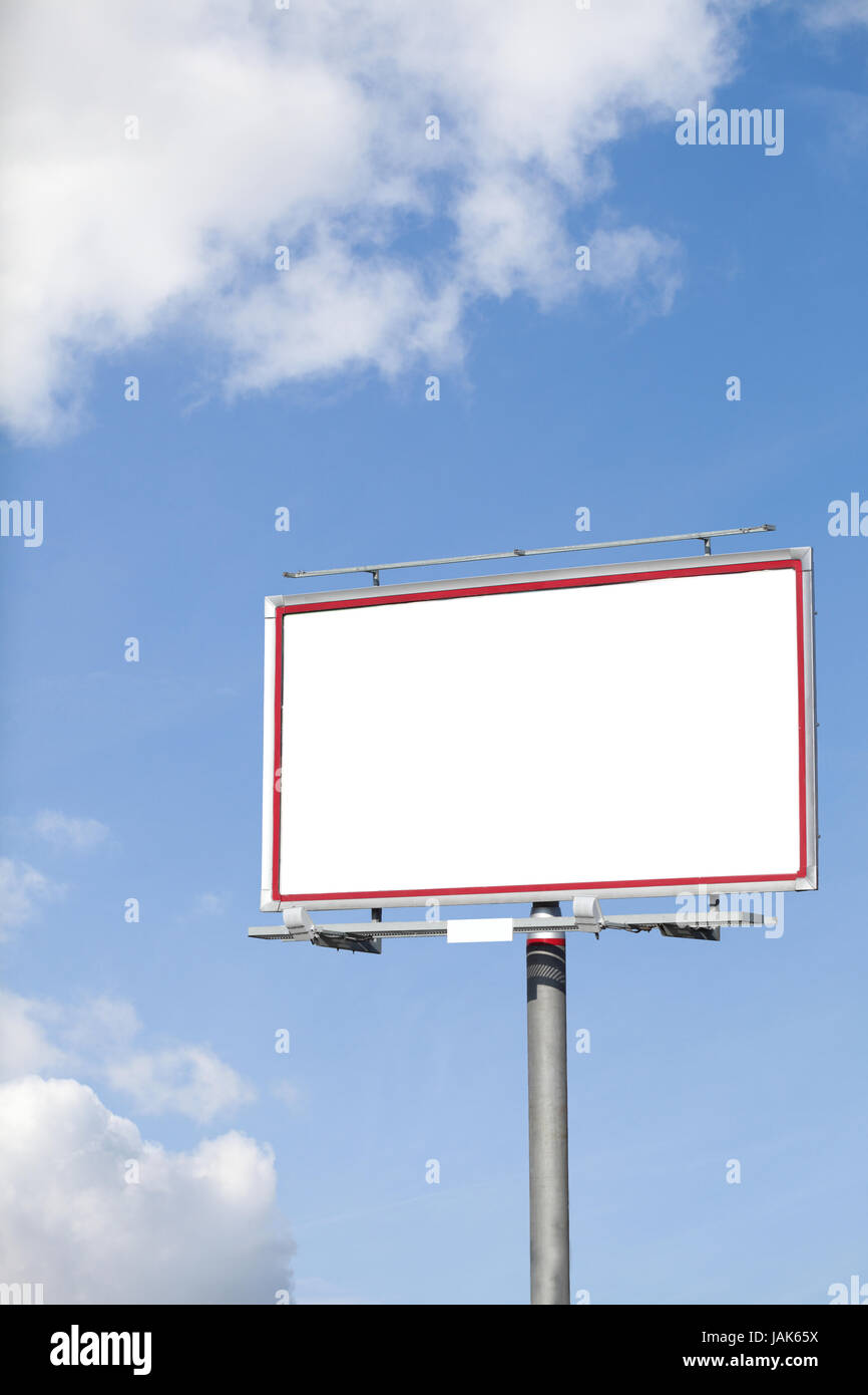Blank white billboard on blue sky for your advertisement background ...
