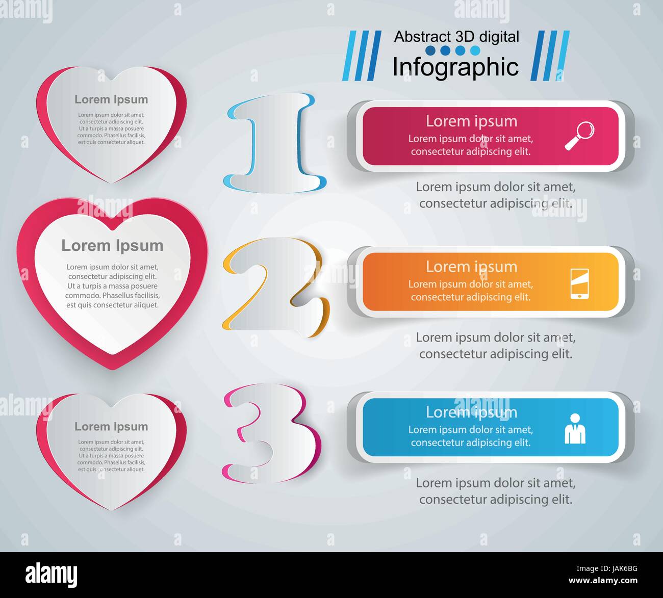 Abstract 3D digital illustration Infographic. Heart icon Stock Vector ...