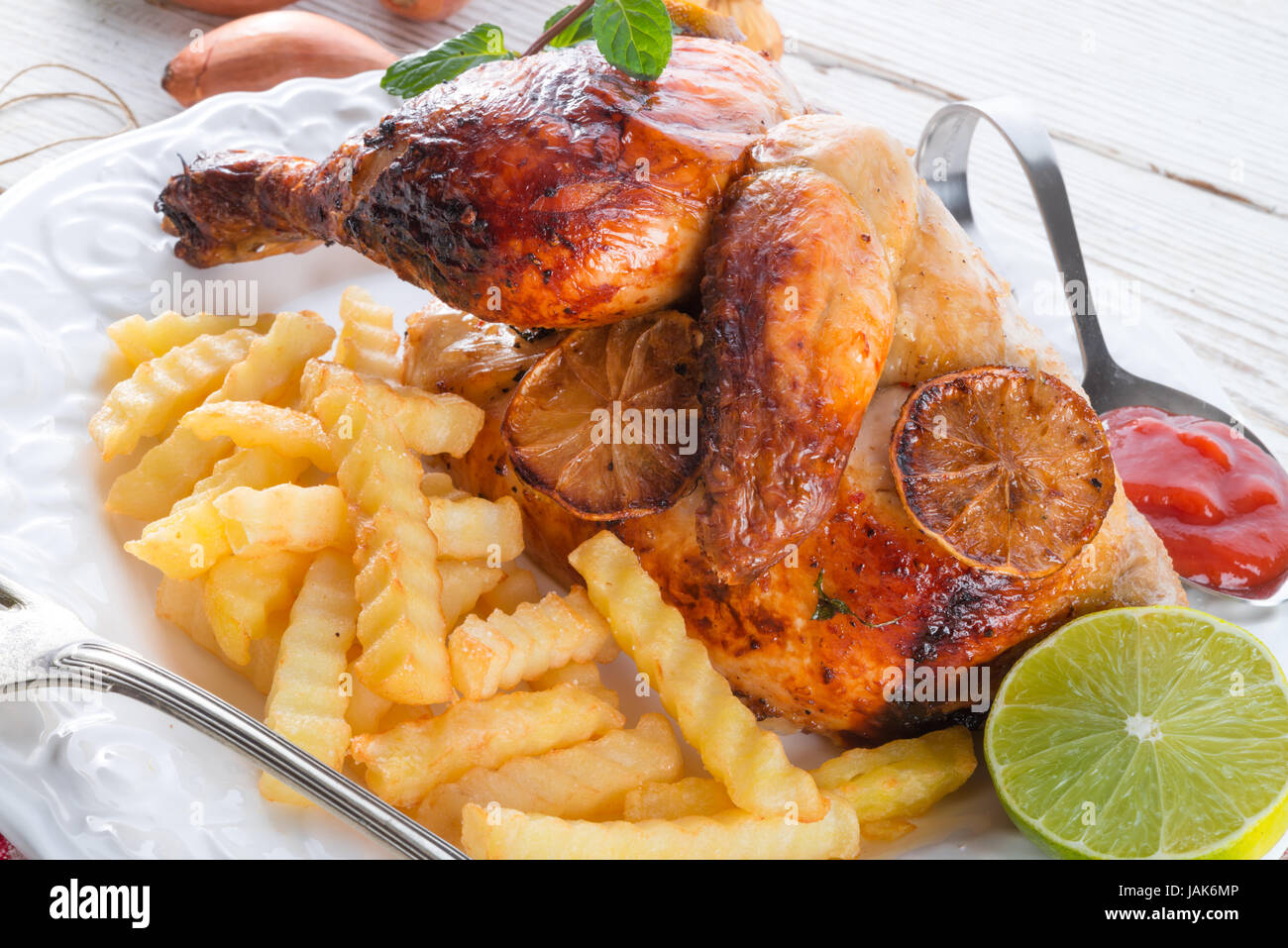 chickens with chips Stock Photo - Alamy