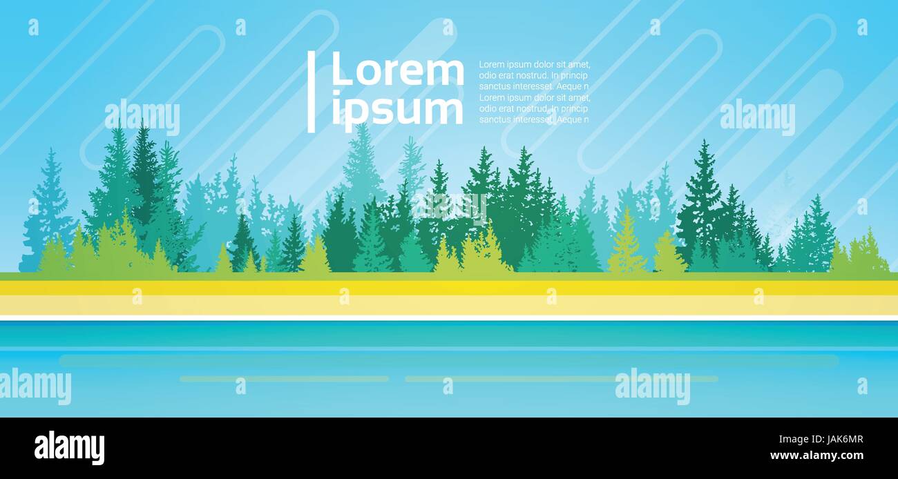 Tree stream landscape beautiful Stock Vector Images - Alamy