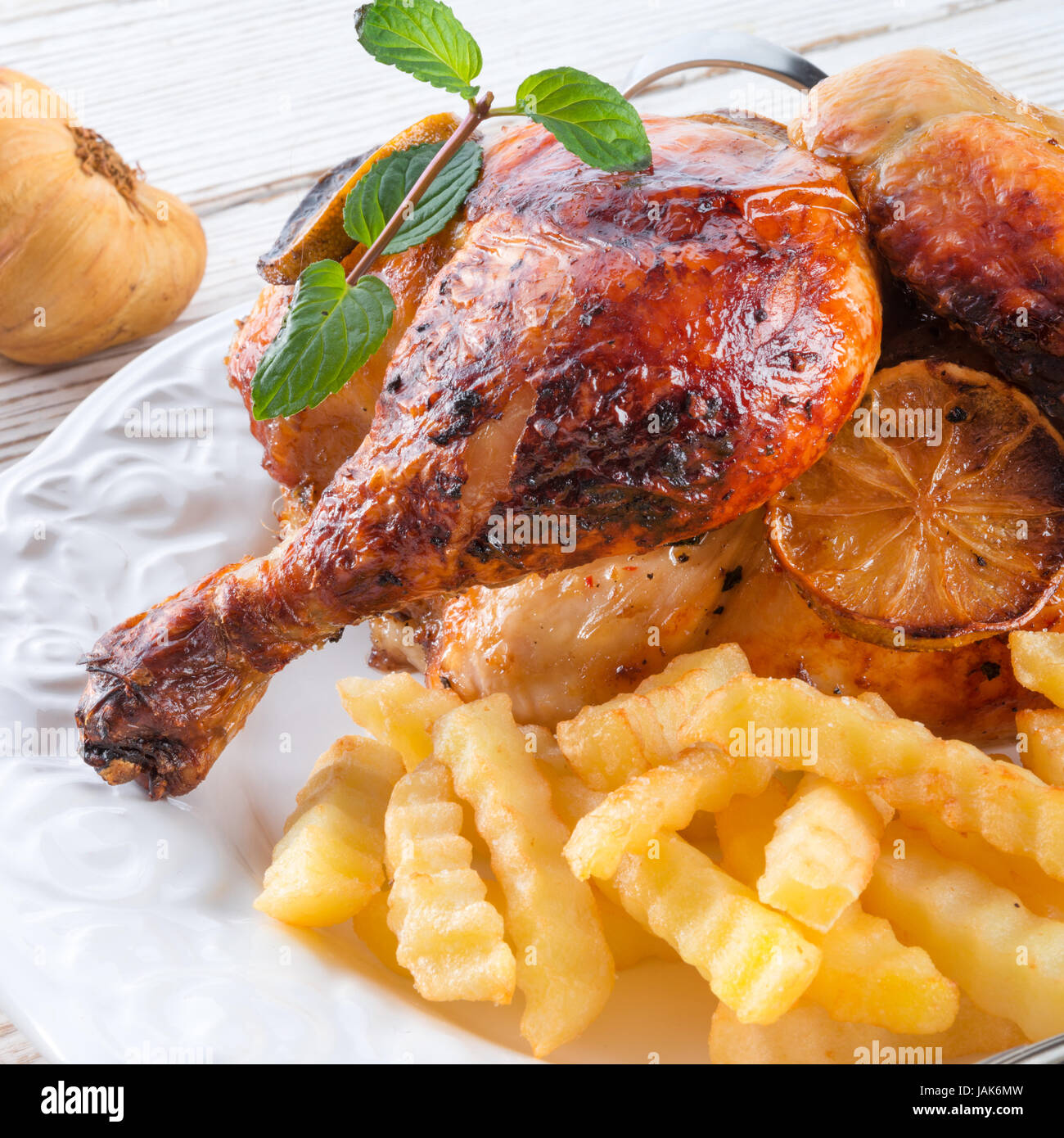 chickens with chips Stock Photo - Alamy