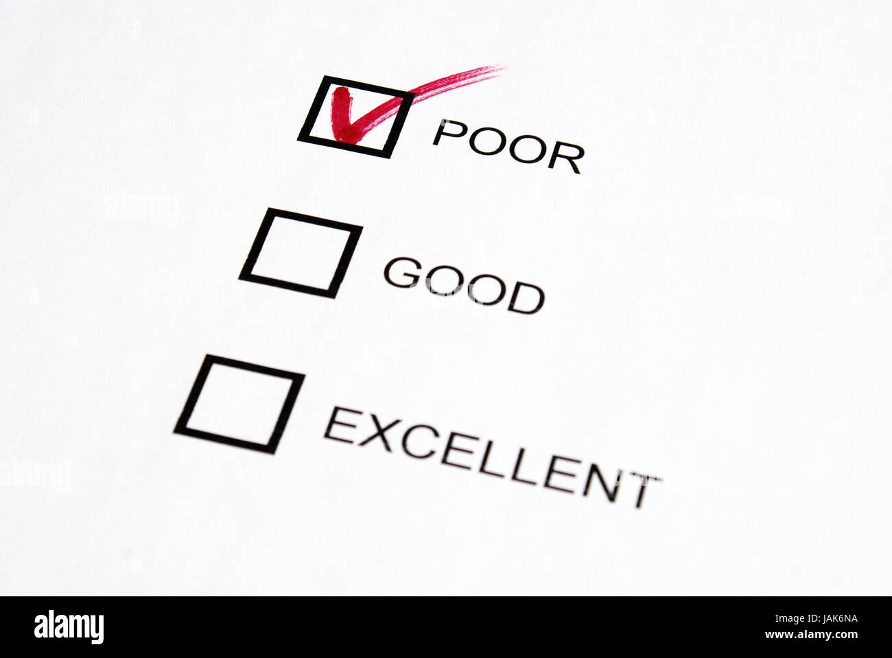 A choice of poor is given to the three options available Stock Photo ...