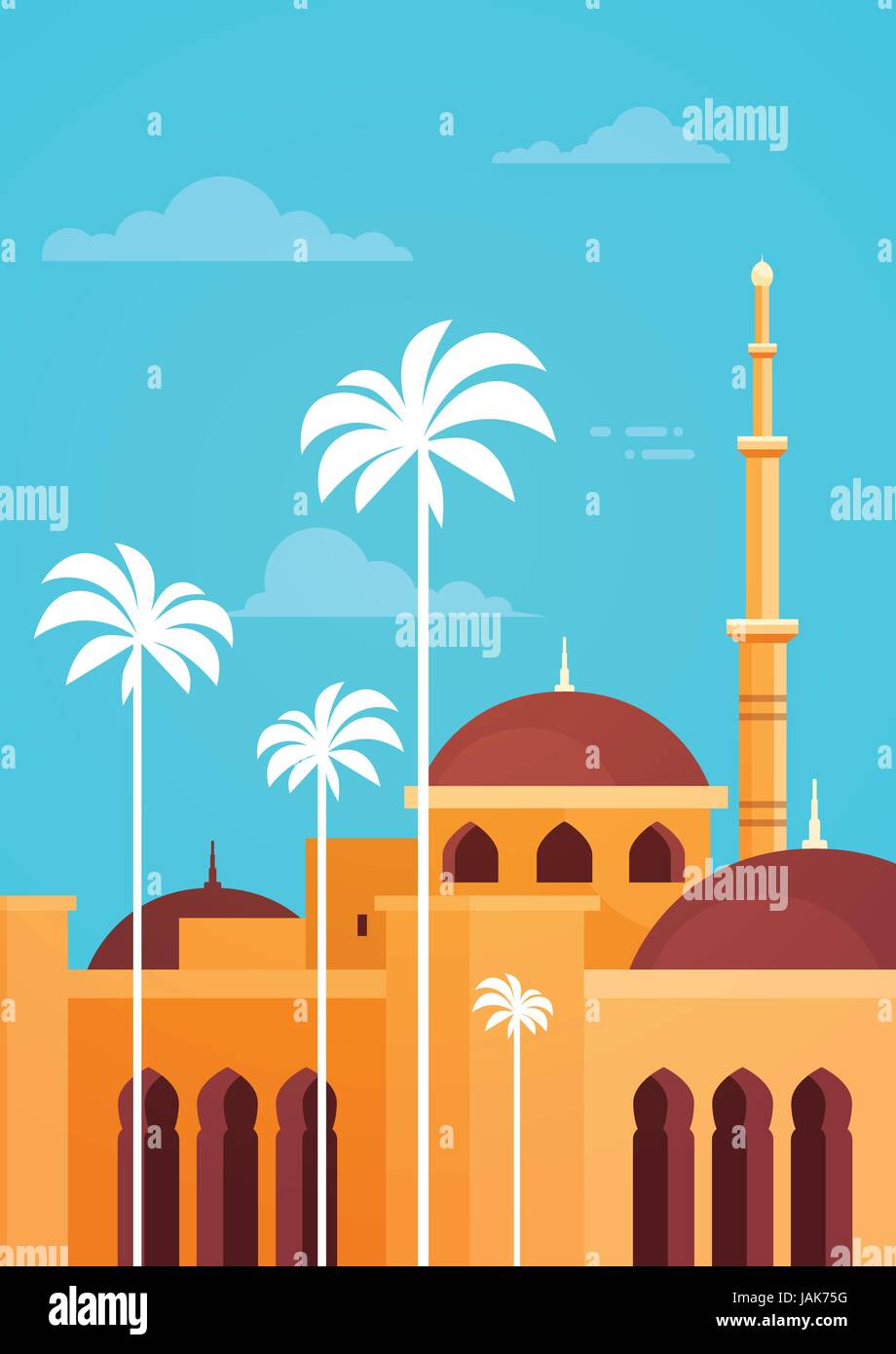 Muslim Cityscape Nabawi Mosque Building Religion Stock Vector Image ...