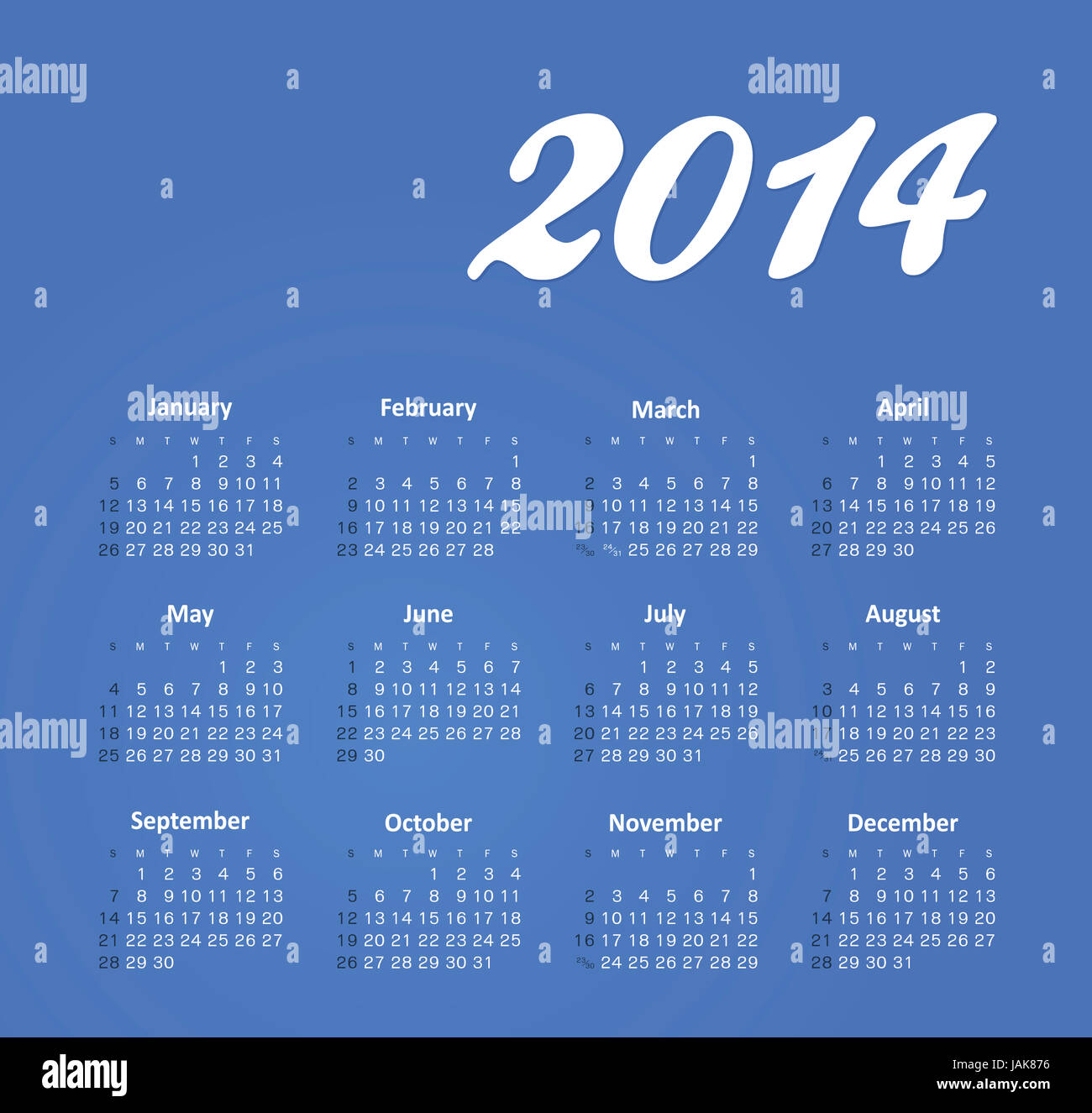 Vector calendar for 2014 eps without transparency Stock Photo - Alamy