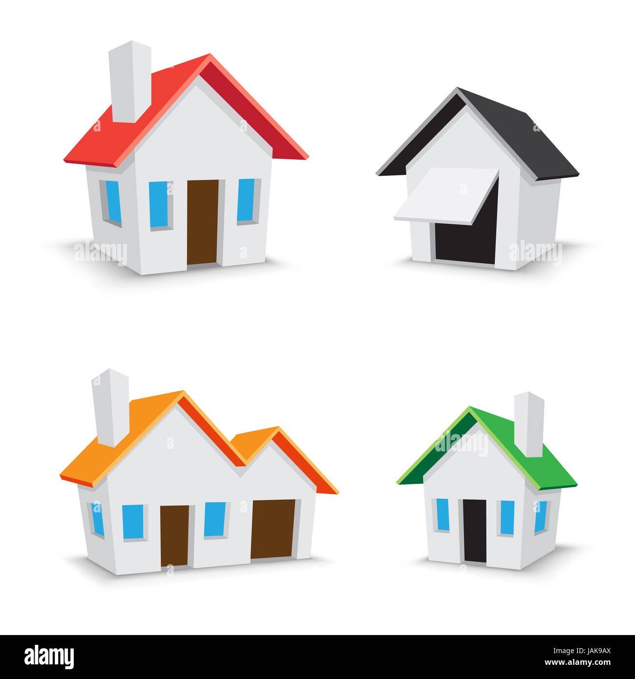 The simple color house icons isolated on the white background Stock ...