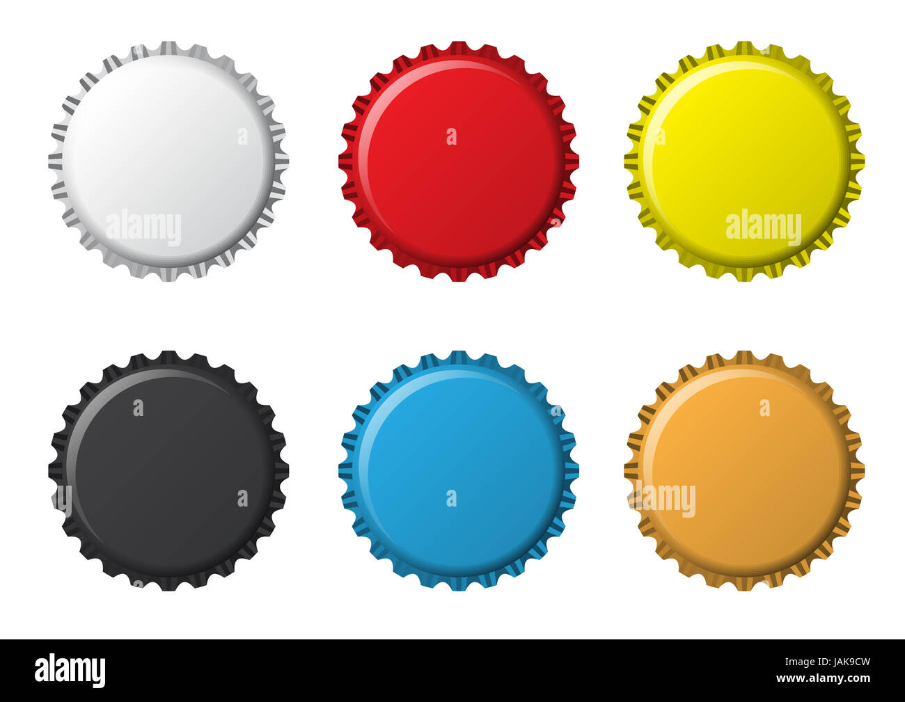 the colors bottlecaps on a white background Stock Photo - Alamy