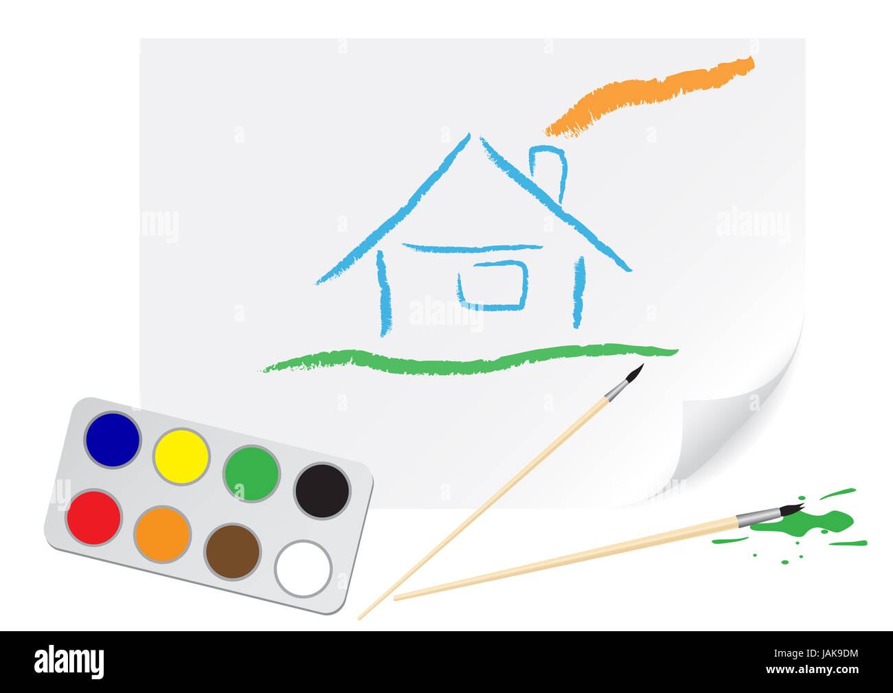 Nursery drawing house on a paper Stock Photo - Alamy