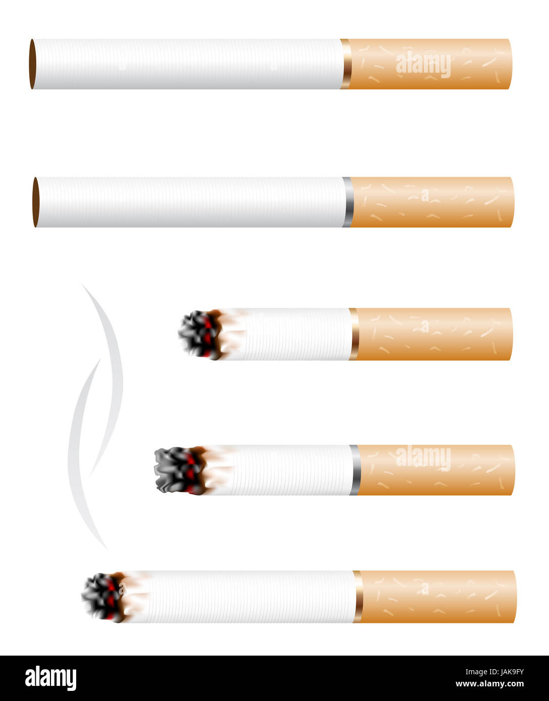 The cigarette and smoke stub isolated on white background Stock Photo ...