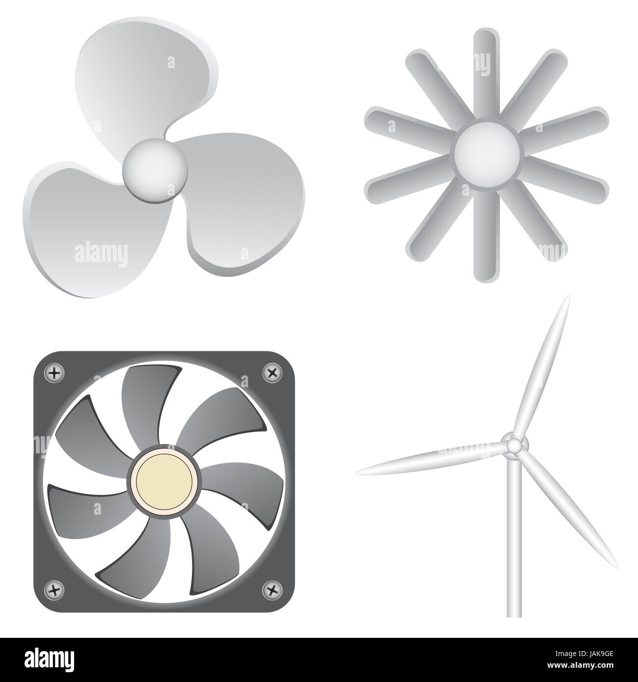 Different fans isolated on the white background Stock Photo - Alamy
