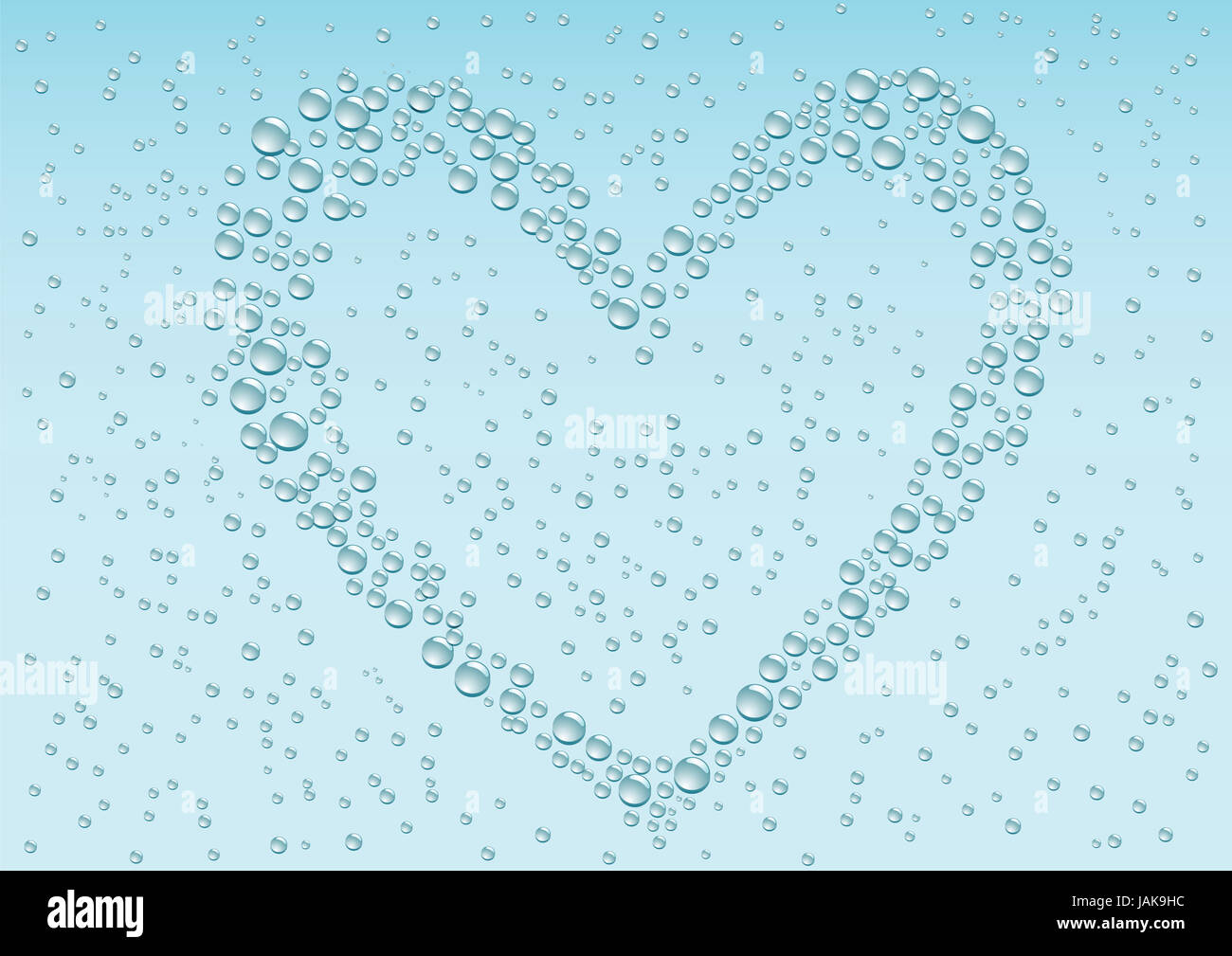 Drops love heart on the blue condensation background Stock Photo - Alamy