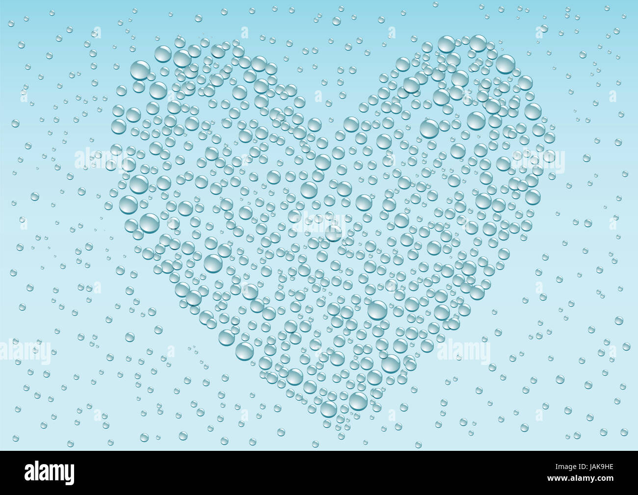 Drops love heart on the blue condensation background Stock Photo - Alamy