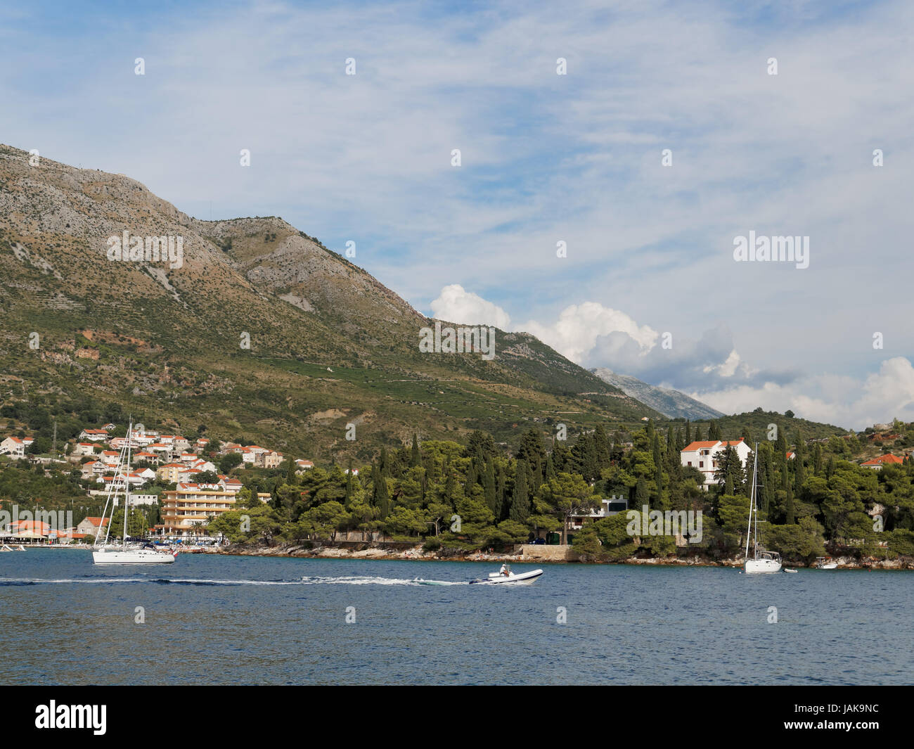 Cavtat, Croatia, august 2013, mountains and Zal beach Stock Photo - Alamy