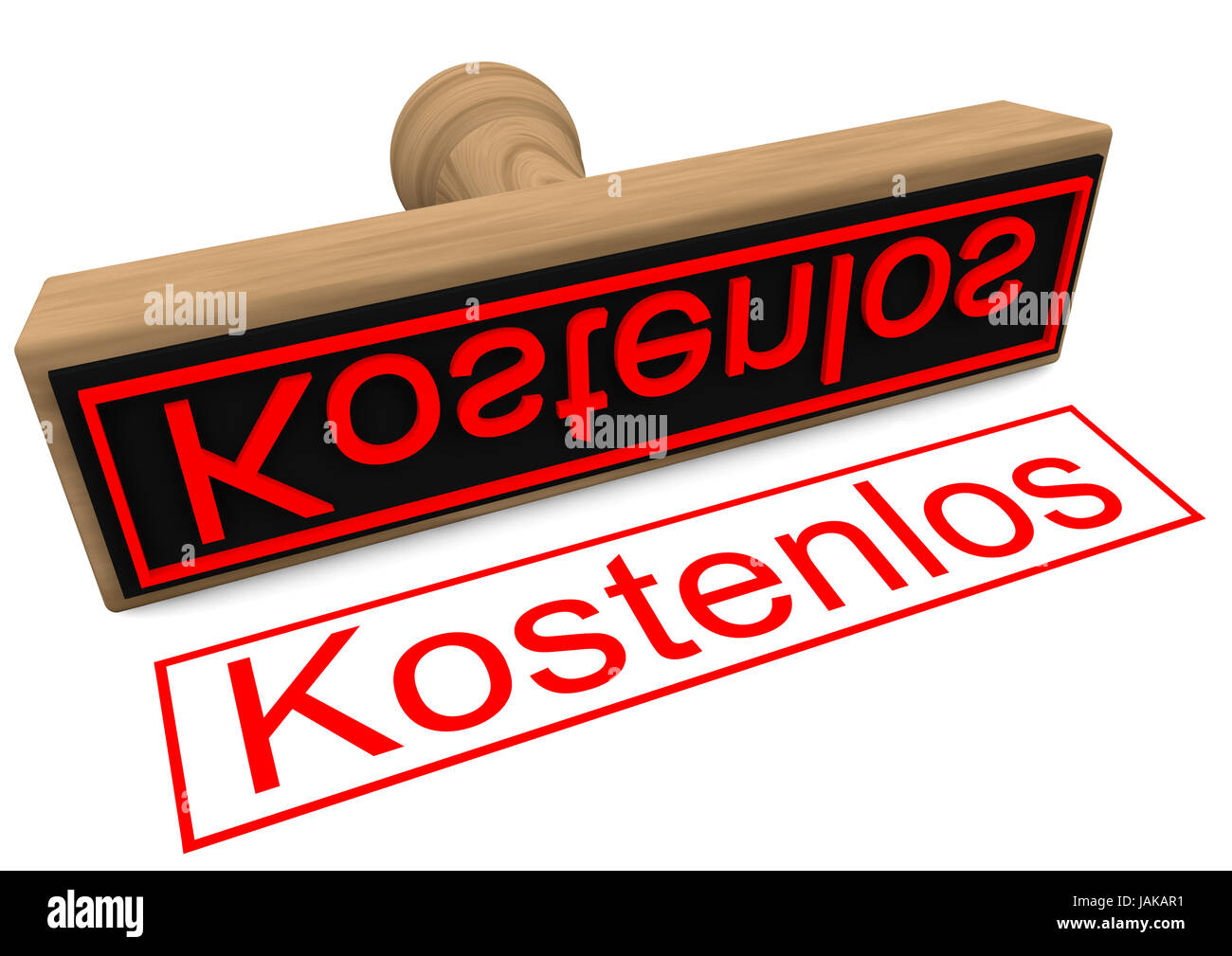 a wood stamp with red german lettering for free Stock Photo - Alamy