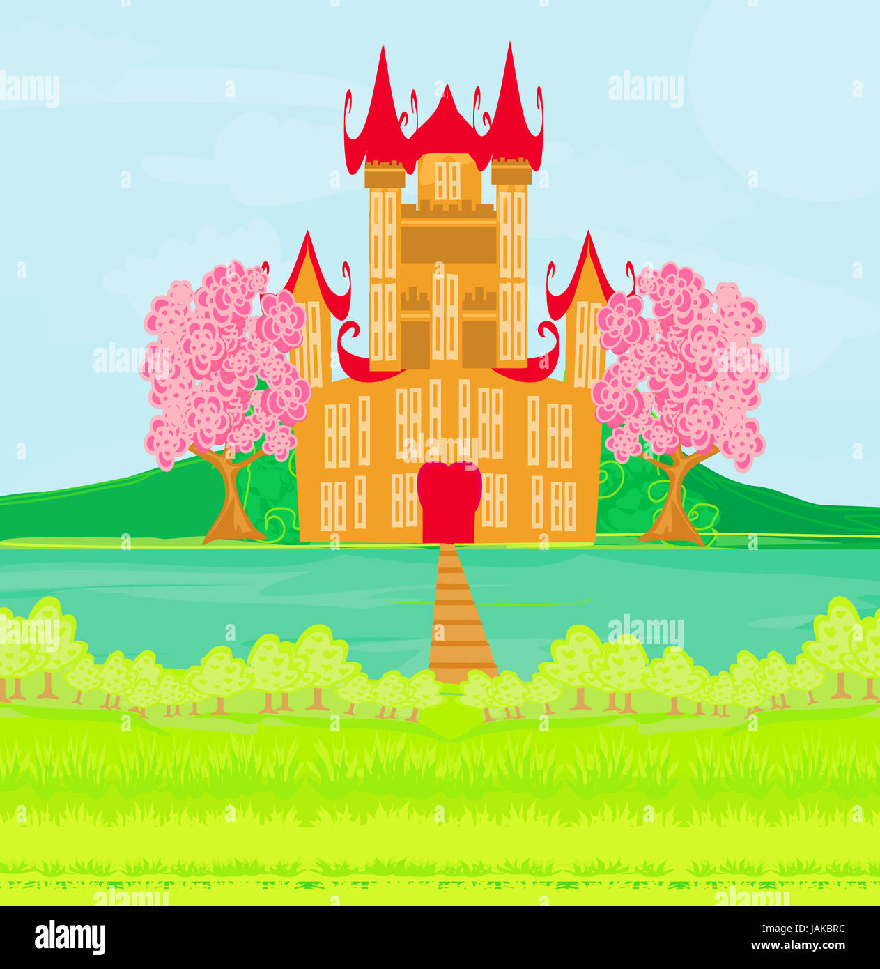 brown princess castle on the river Stock Photo - Alamy