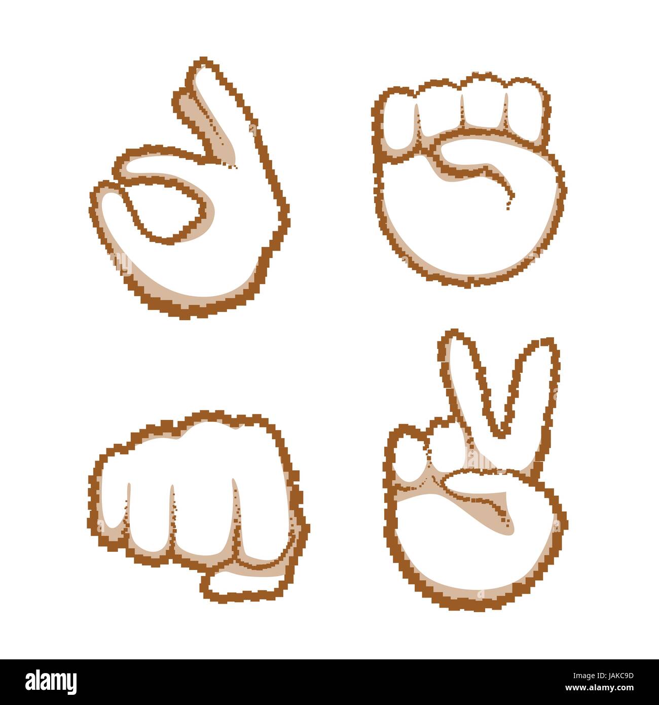 Hand Gestures Set People Emotion Icon Collection Stock Vector Image ...